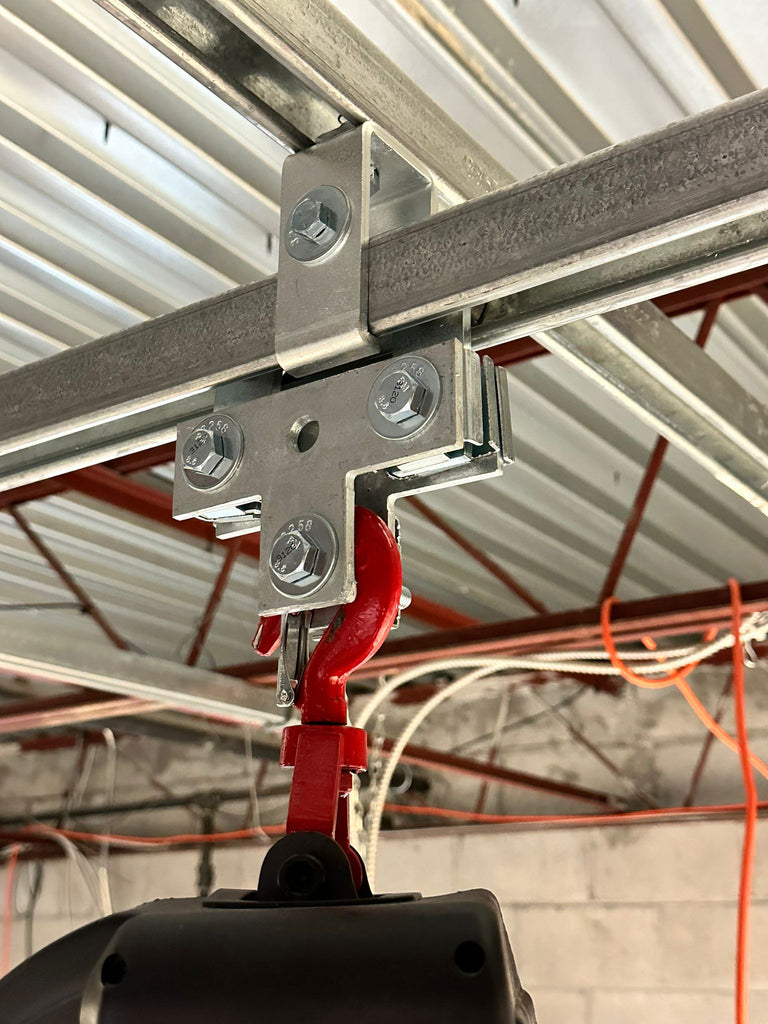 Example install - sliding hoist on DIY slotted strut system | Byson